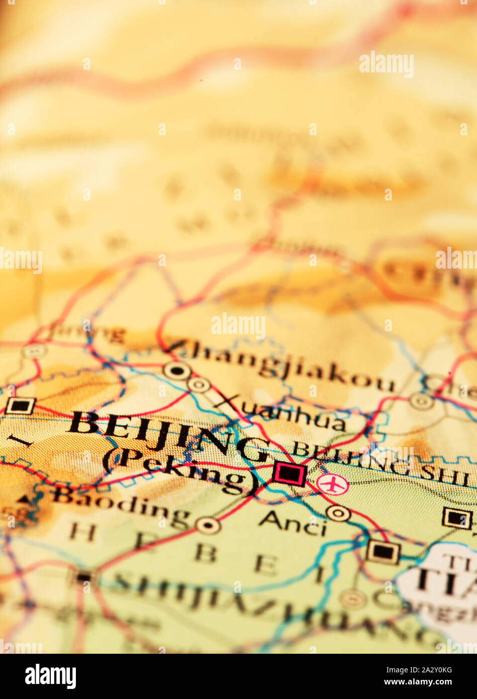 Beijing City, China on atlas world map Stock Photo - Alamy