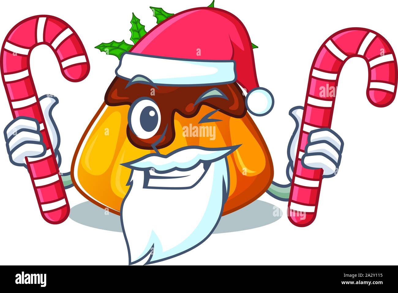 Santa with candy christmas pudding refrigerated in cartoon fridge Stock ...
