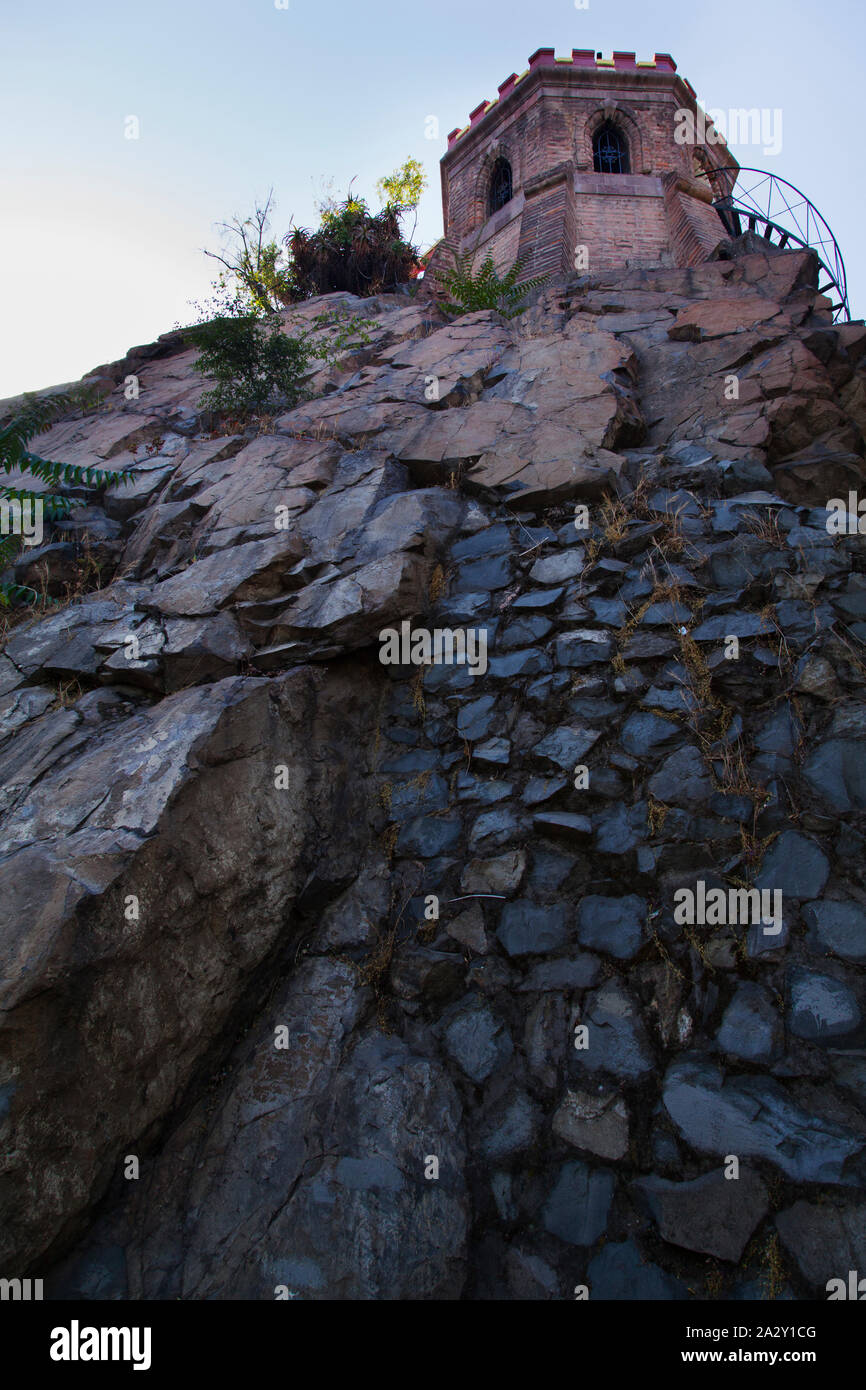Castle-like building on top of Santa Lucia hill in Santiago Stock Photo ...