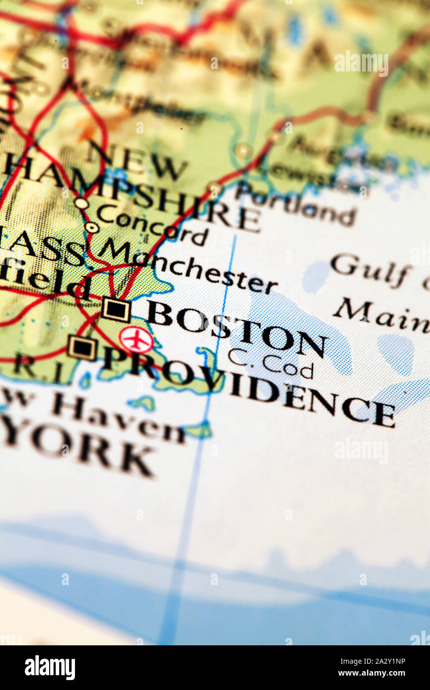Boston USA, on atlas world map Stock Photo - Alamy