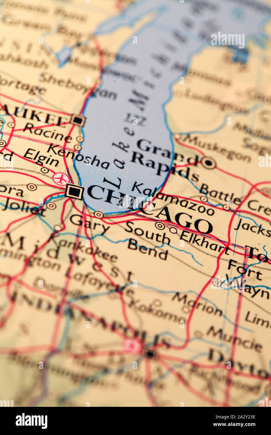 Chicago city map hi-res stock photography and images - Alamy