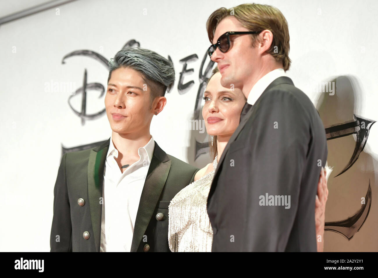 (L-R) Japanese musician MIYAVI, actors Angelina Jolie and Sam Riley ...
