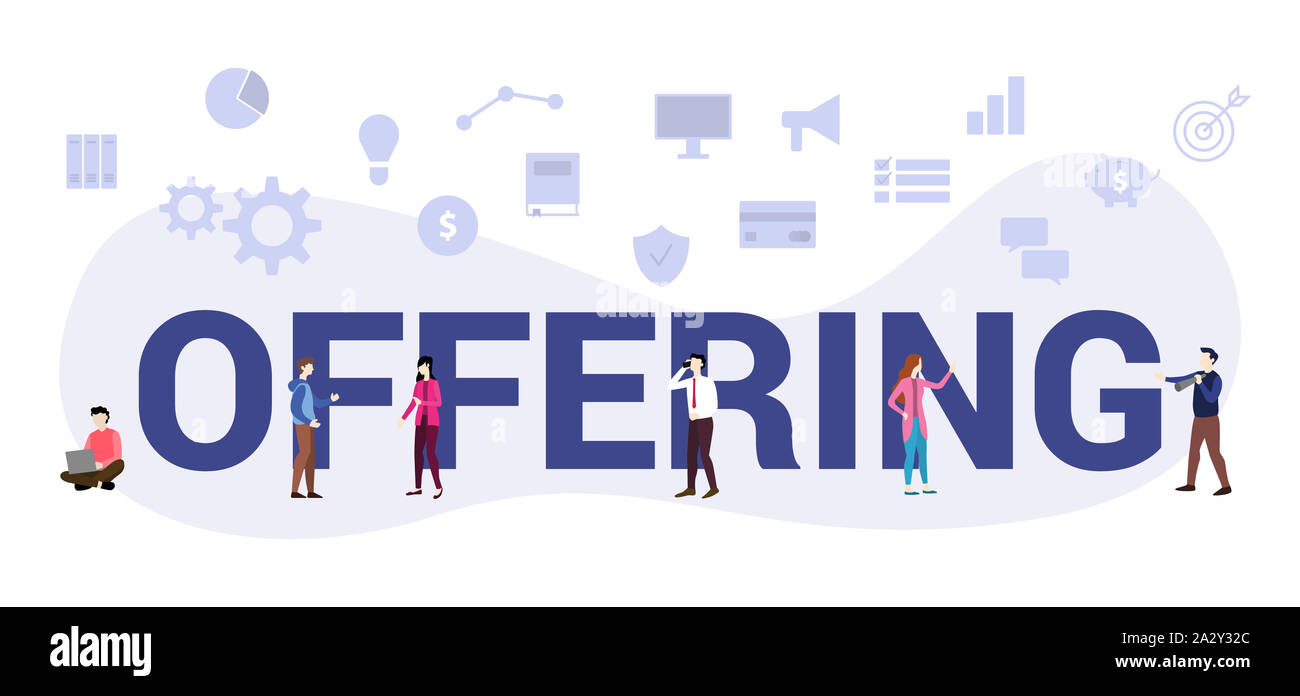 offering business concept with big word or text and team people with ...