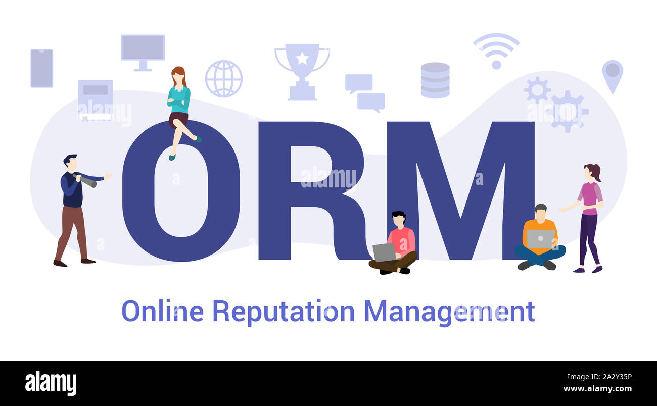 orm online reputation management concept with big word or text and team ...