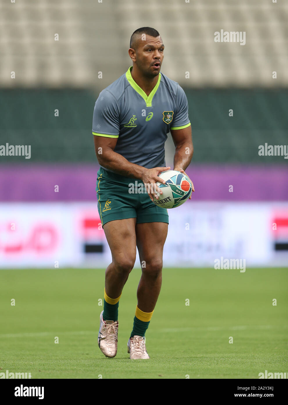 Kurtley Beale During Australias Captains Run At Oita Stadium Japan