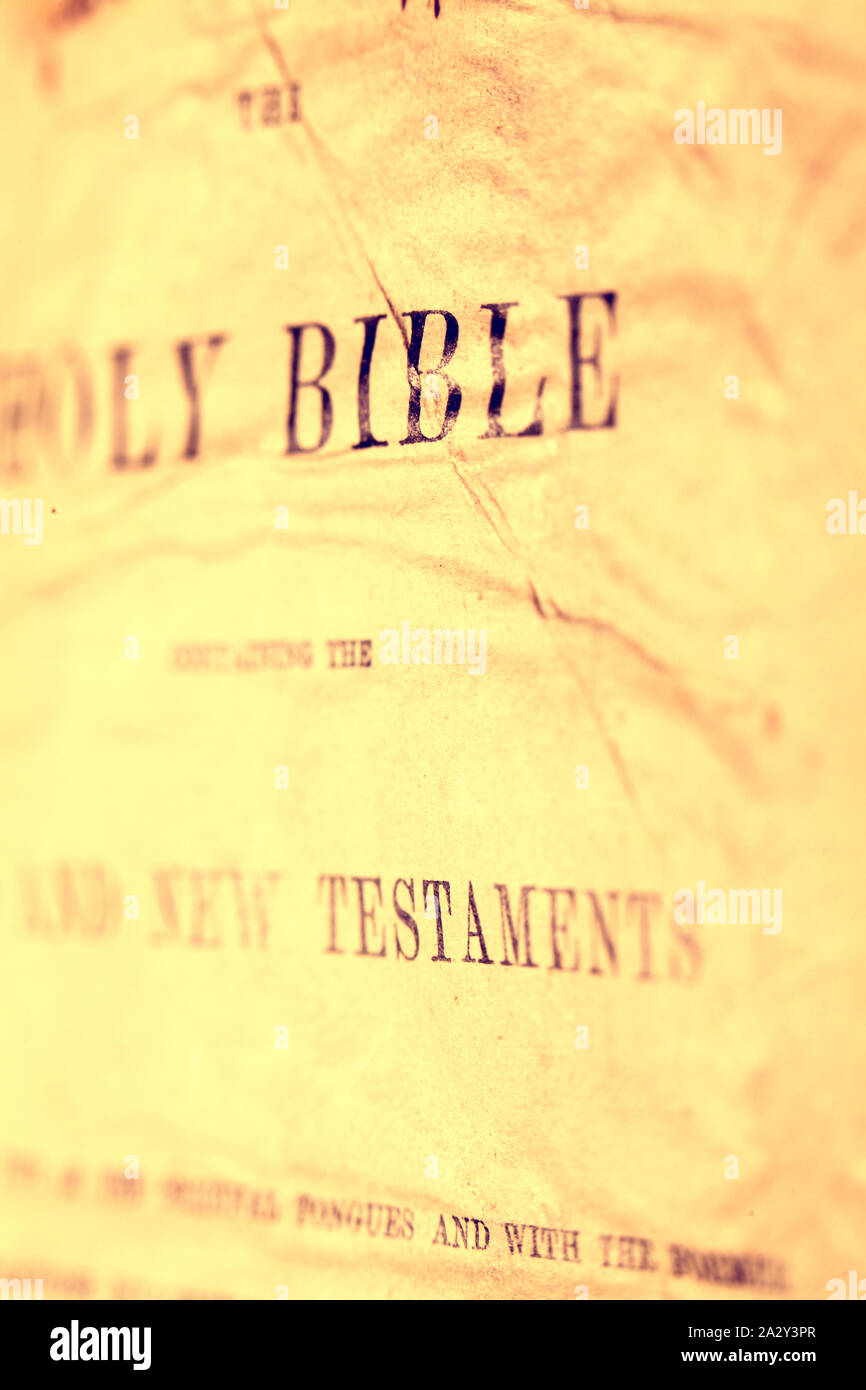 Close up Old Holy Bible Stock Photo - Alamy