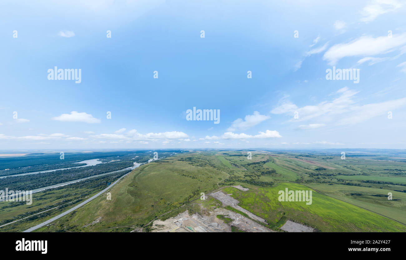 Aerial view 180 degree of beautiful picturesque landscape with ...