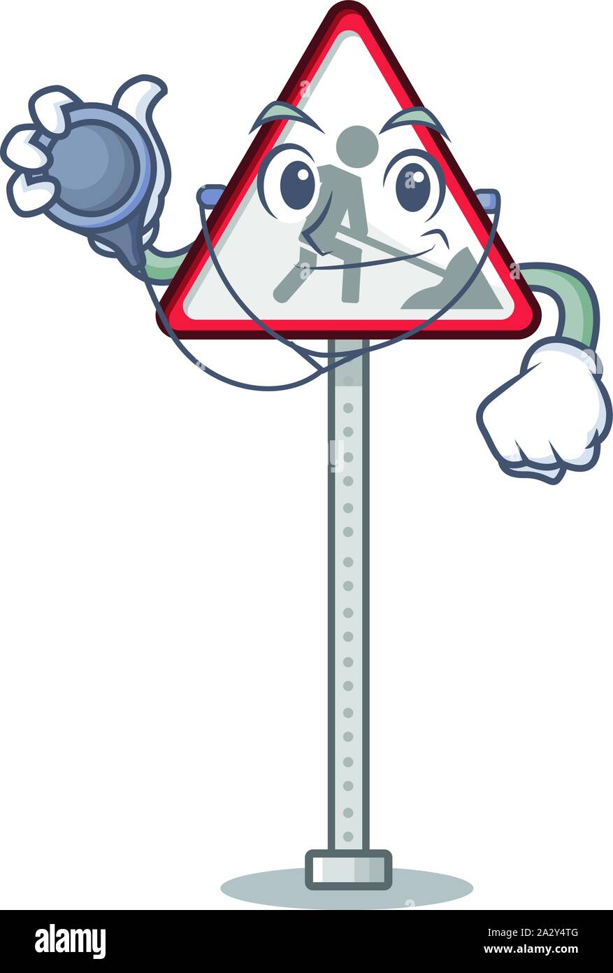 Doctor road work sign cartoon shape character Stock Vector Image & Art ...