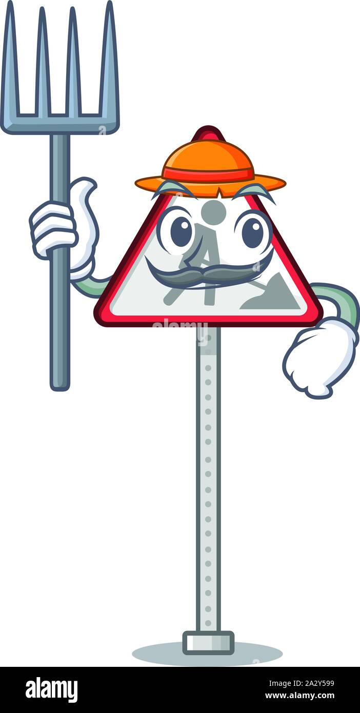 Farmer road work sign cartoon shape character Stock Vector Image & Art ...
