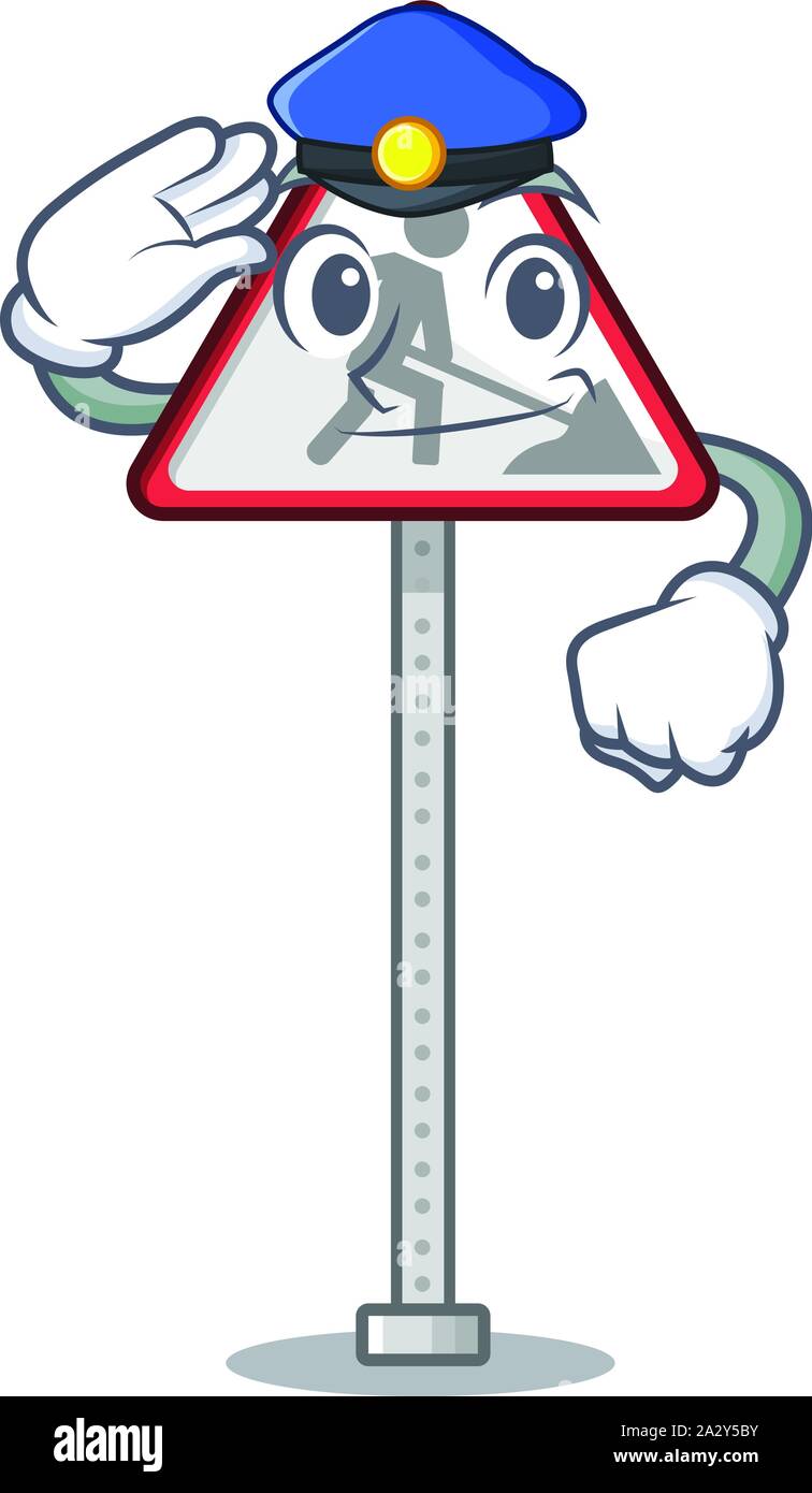 Police road work sign cartoon shape character Stock Vector Image & Art ...