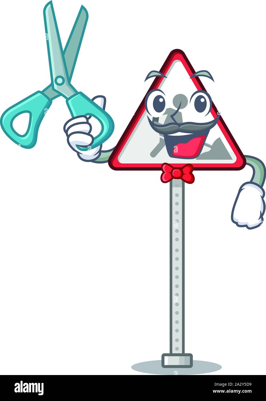 Barber road work sign cartoon shape character Stock Vector Image & Art ...