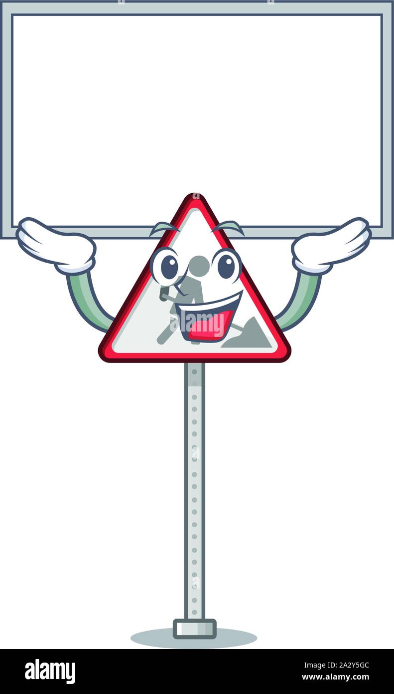 Up board road work sign cartoon shape character Stock Vector Image ...