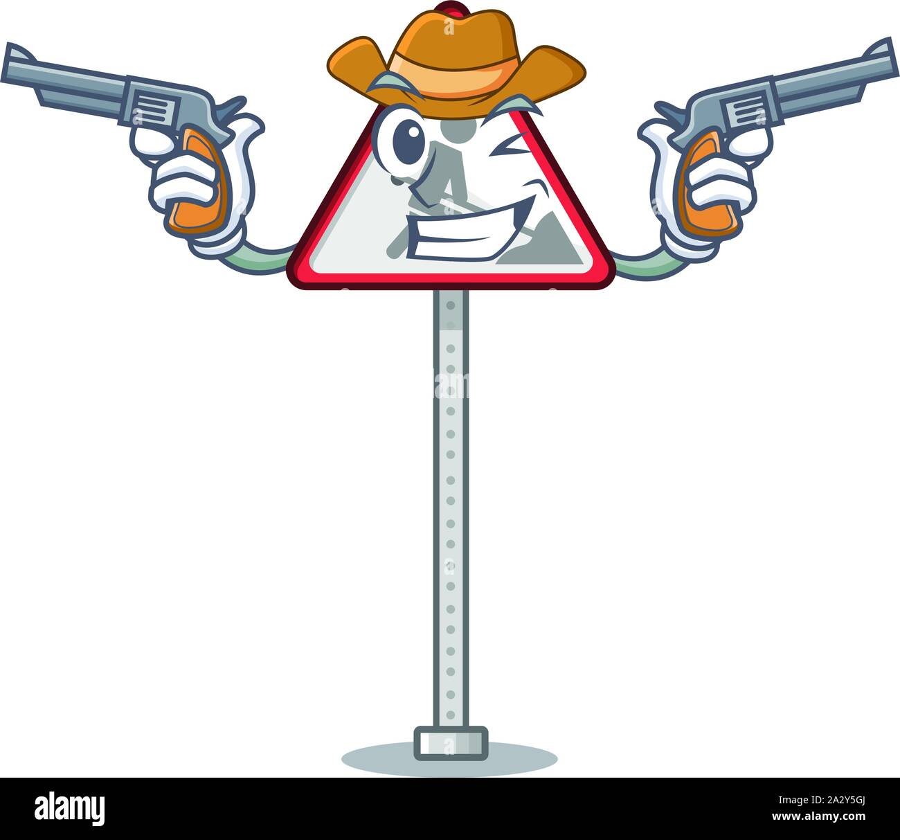 Cowboy road work sign cartoon shape character Stock Vector Image & Art ...