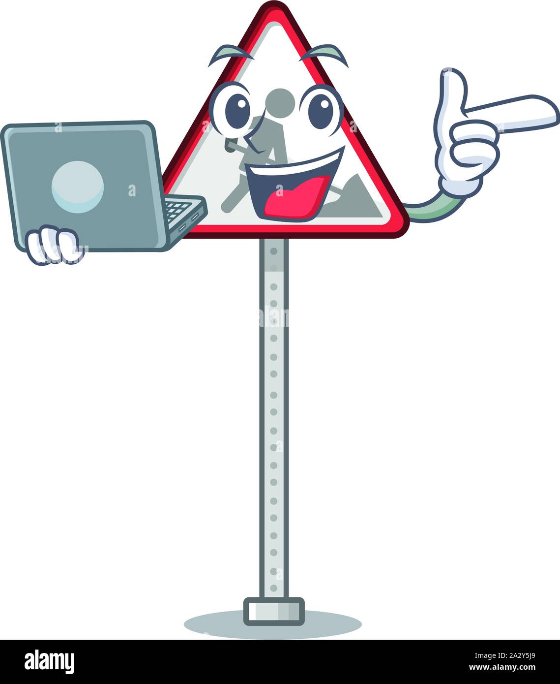 Orange road work ahead sign Stock Vector Images - Alamy