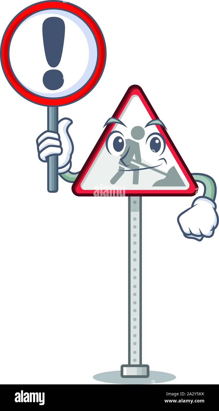With sign road work sign cartoon shape character Stock Vector Image ...
