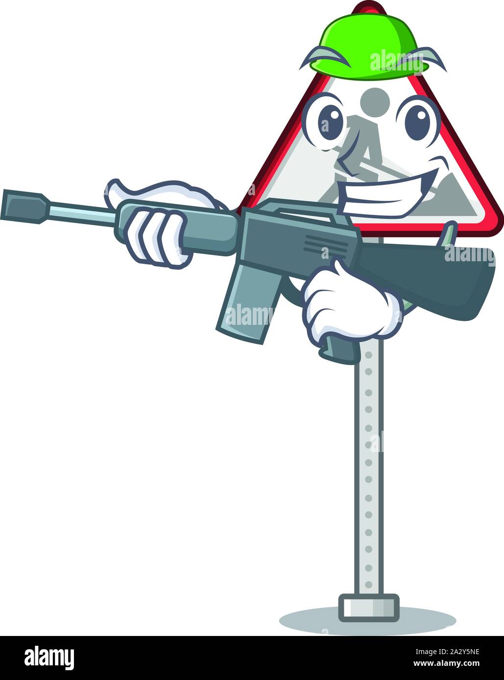 Army road work sign cartoon shape character Stock Vector Image & Art ...