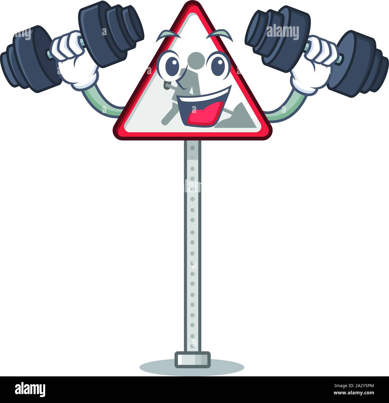 Fitness road work sign cartoon shape character Stock Vector Image & Art ...