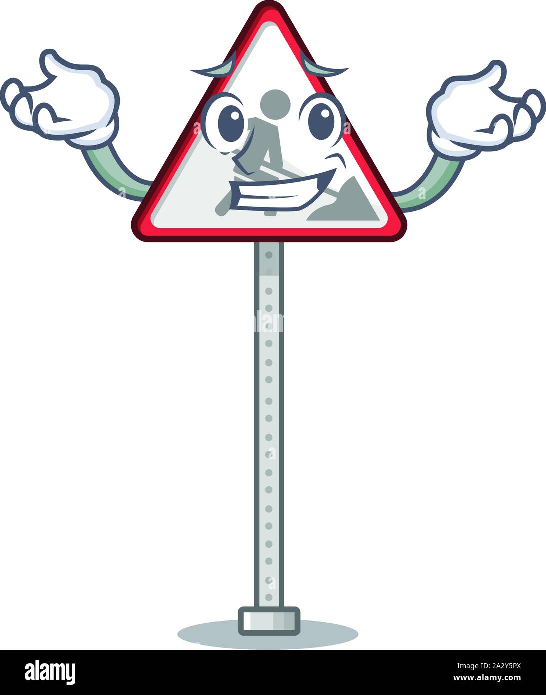 Grinning road work sign roadside the character Stock Vector Image & Art ...