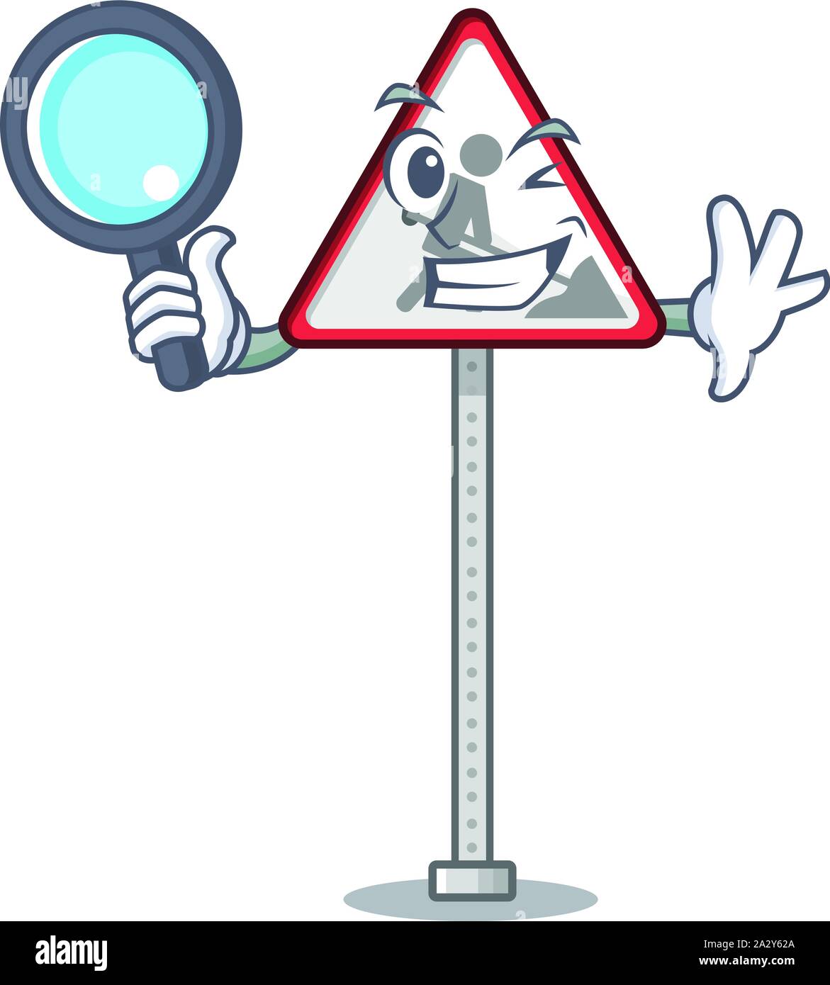 Detective road work sign roadside the character Stock Vector Image ...