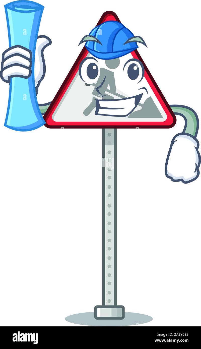 Architect road work sign roadside the character Stock Vector Image ...