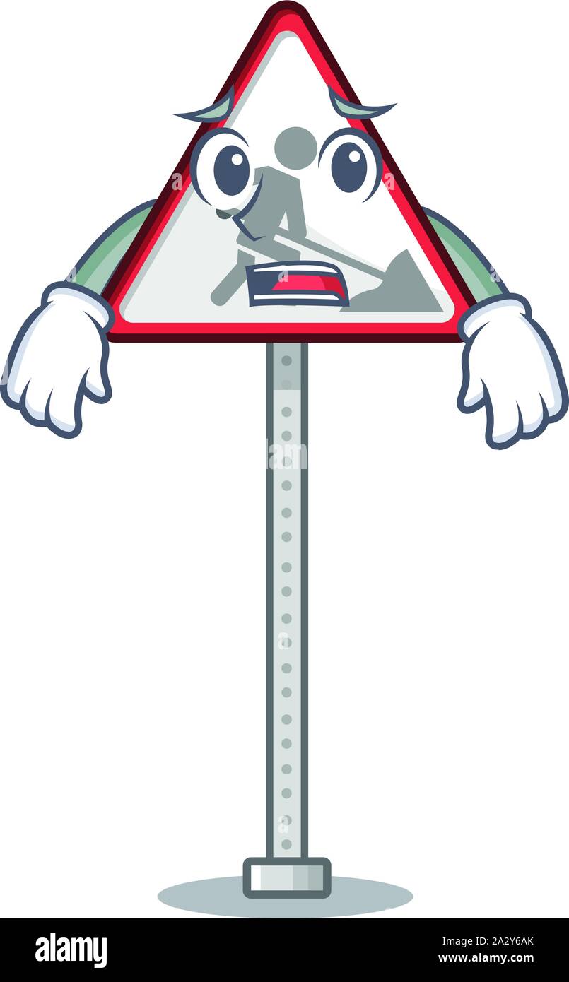 Afraid road work sign isolated the cartoon Stock Vector Image & Art - Alamy