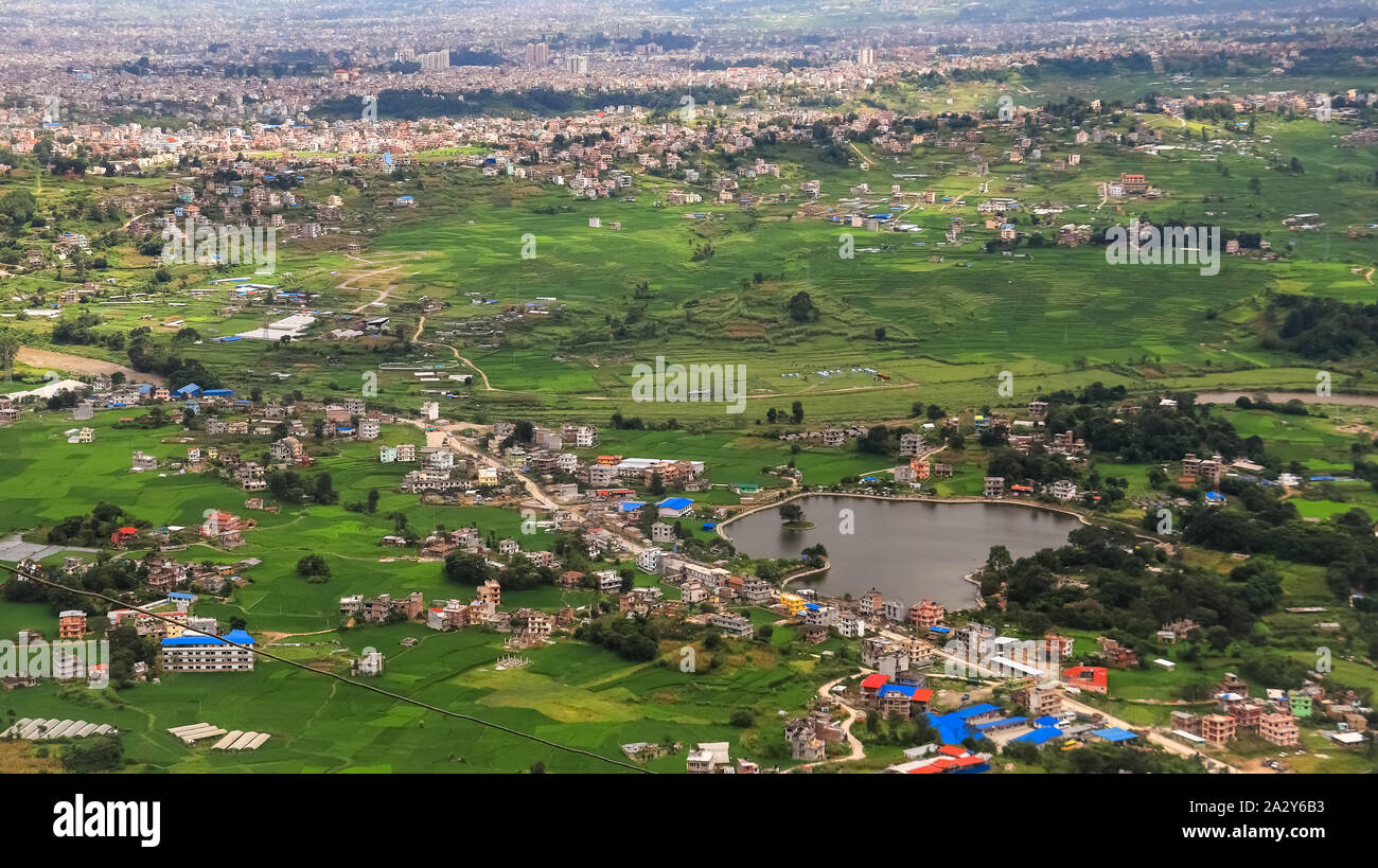 Aerial view of ancient pond Taudaha in Kathmandu, Nepal Stock Photo - Alamy