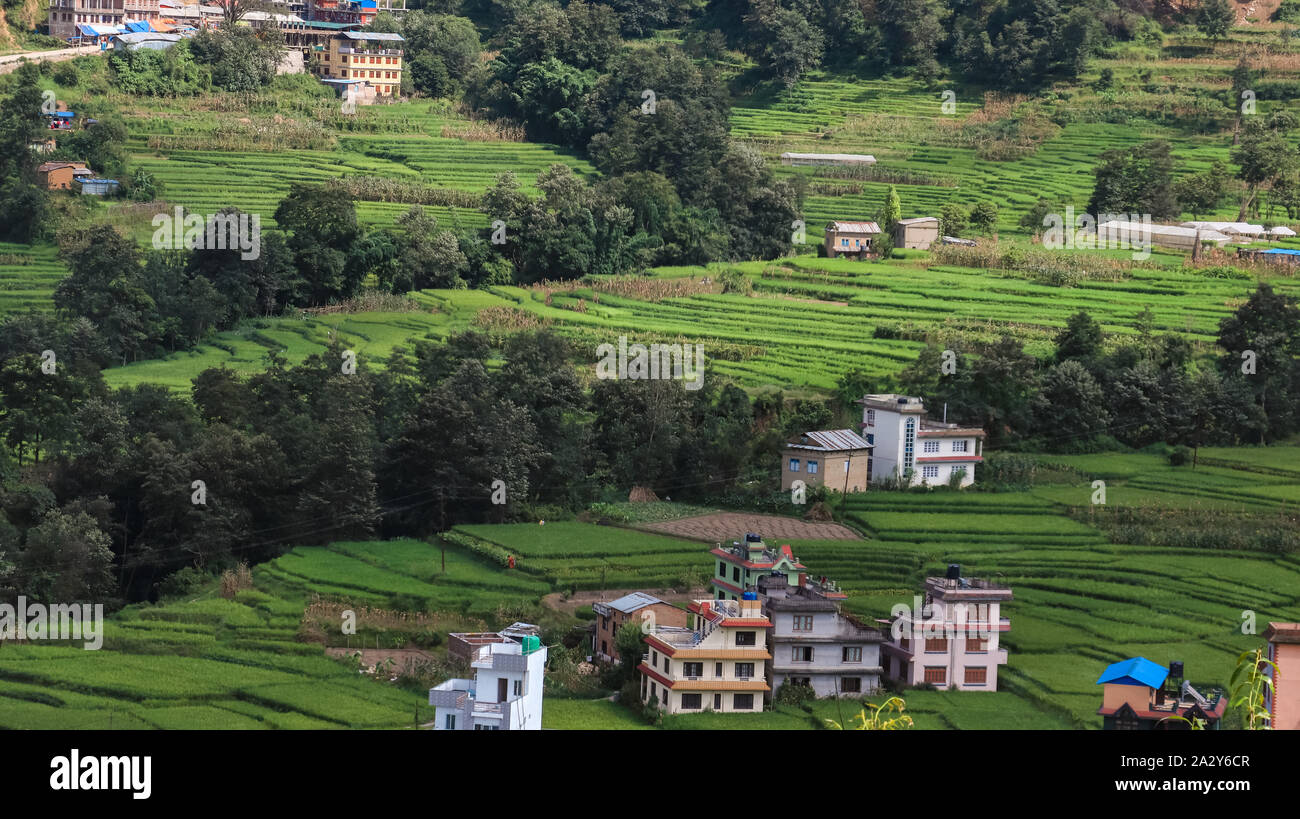 Aerial view of houses and landscape in a remote village Stock Photo - Alamy