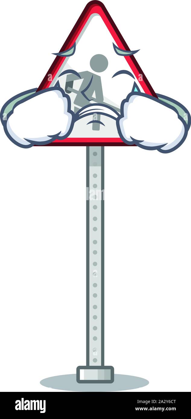 Crying road work sign isolated the cartoon Stock Vector Image & Art - Alamy