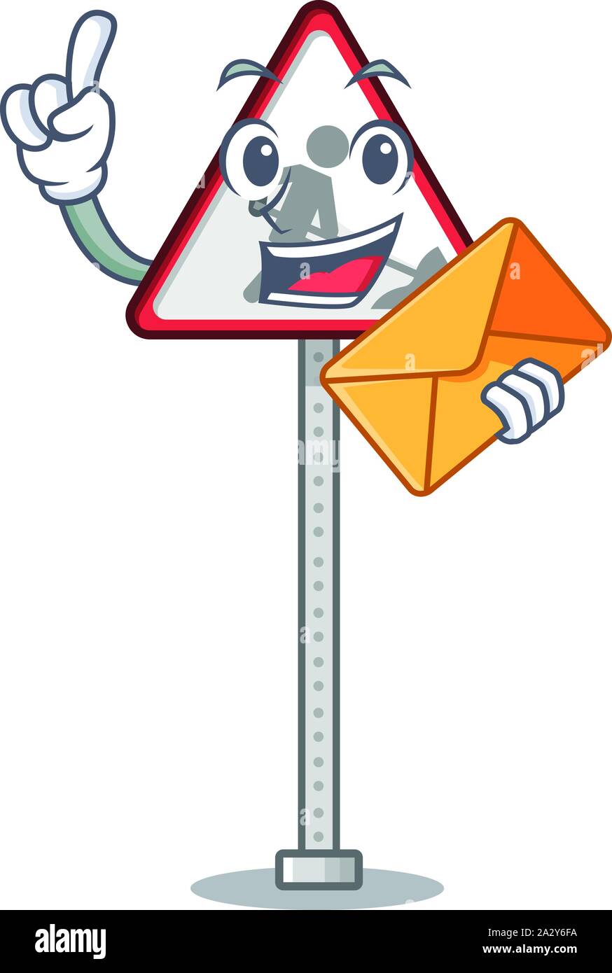 With envelope road work sign roadside the character Stock Vector Image ...