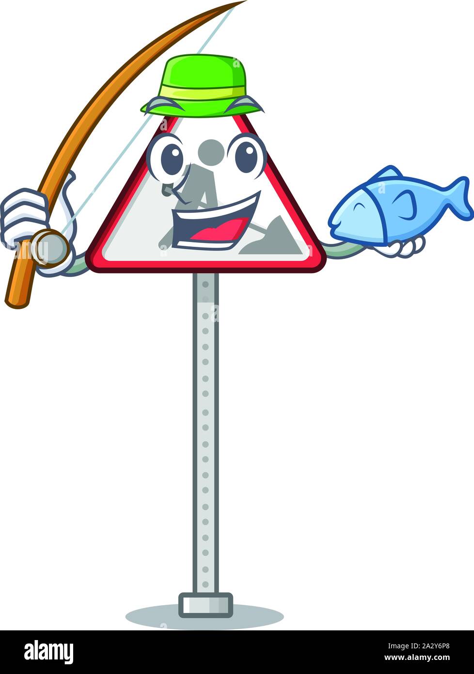 Fishing road work sign isolated the cartoon Stock Vector Image & Art ...