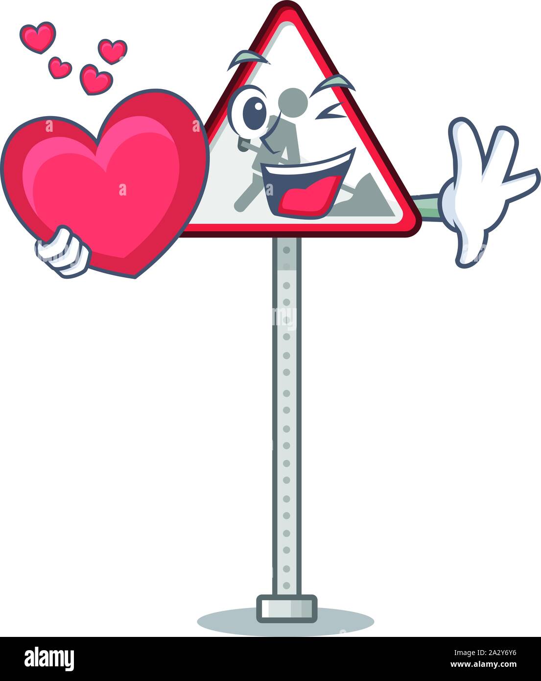 With heart road work sign isolated the cartoon Stock Vector Image & Art ...