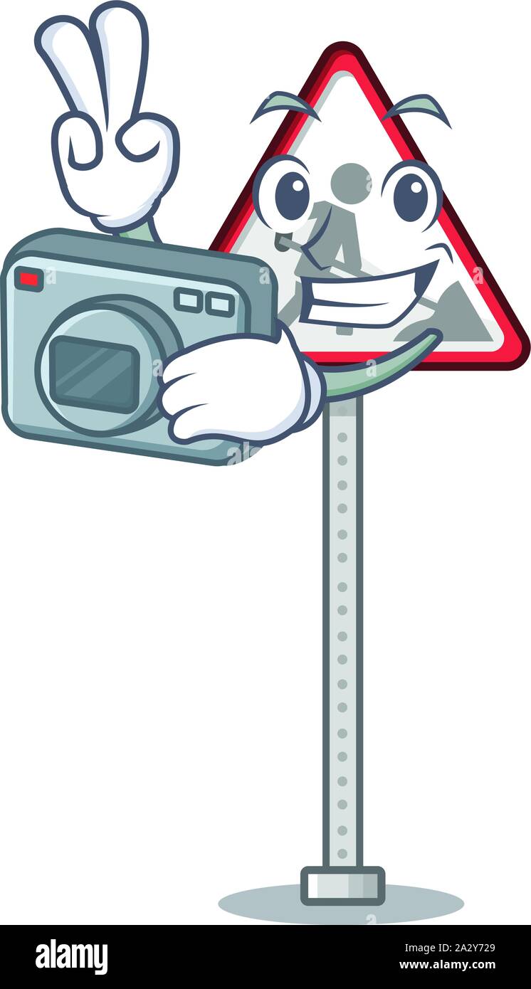 Photographer road work sign isolated the cartoon Stock Vector Image ...