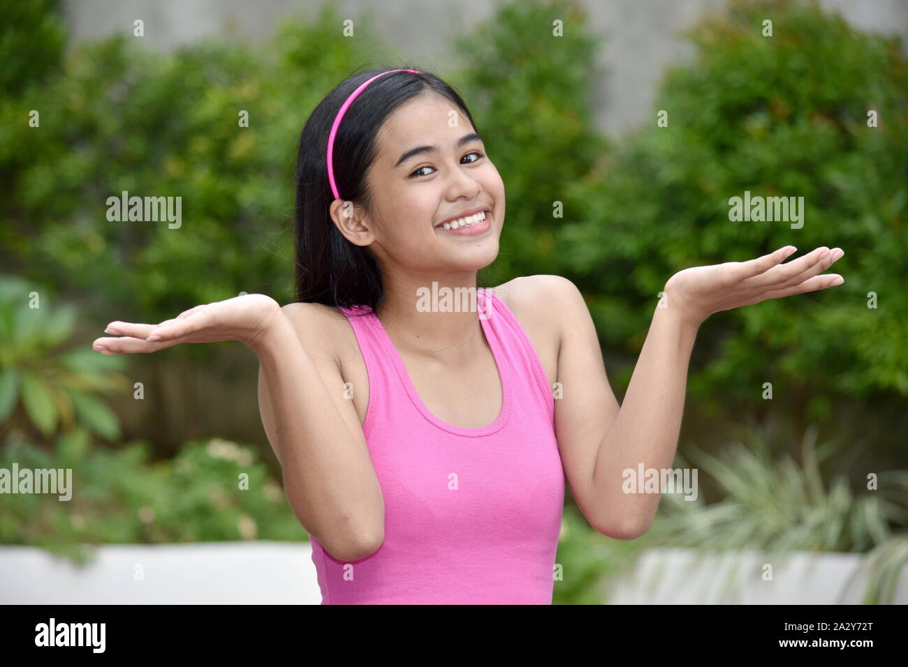 An A Female Youngster And Indecisiveness Stock Photo - Alamy