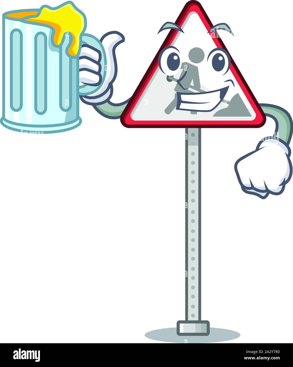 With juice road work sign isolated the cartoon Stock Vector Image & Art ...