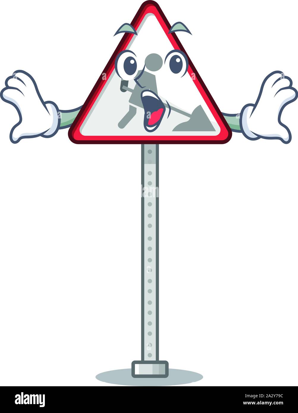 Surprised road work sign isolated the cartoon Stock Vector Image & Art ...