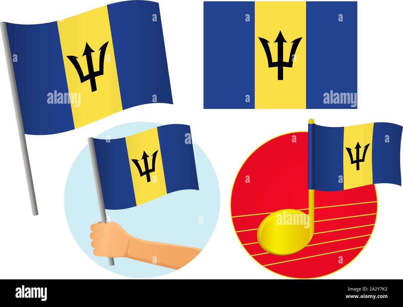 Barbados flag icon set. National flag of Barbados vector illustration ...