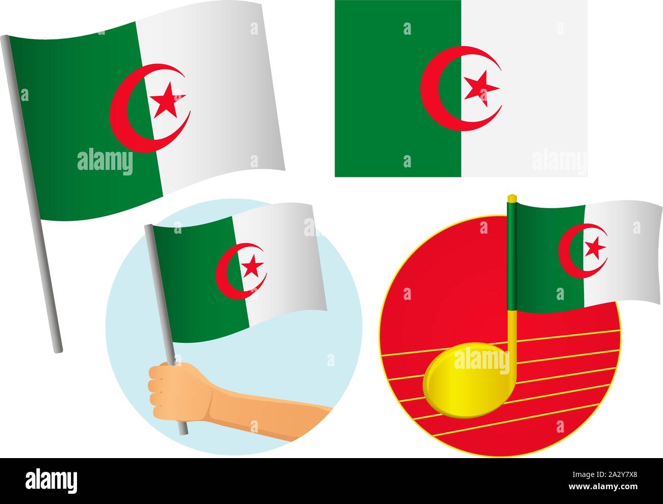 Algeria flag icon set. National flag of Algeria vector illustration ...