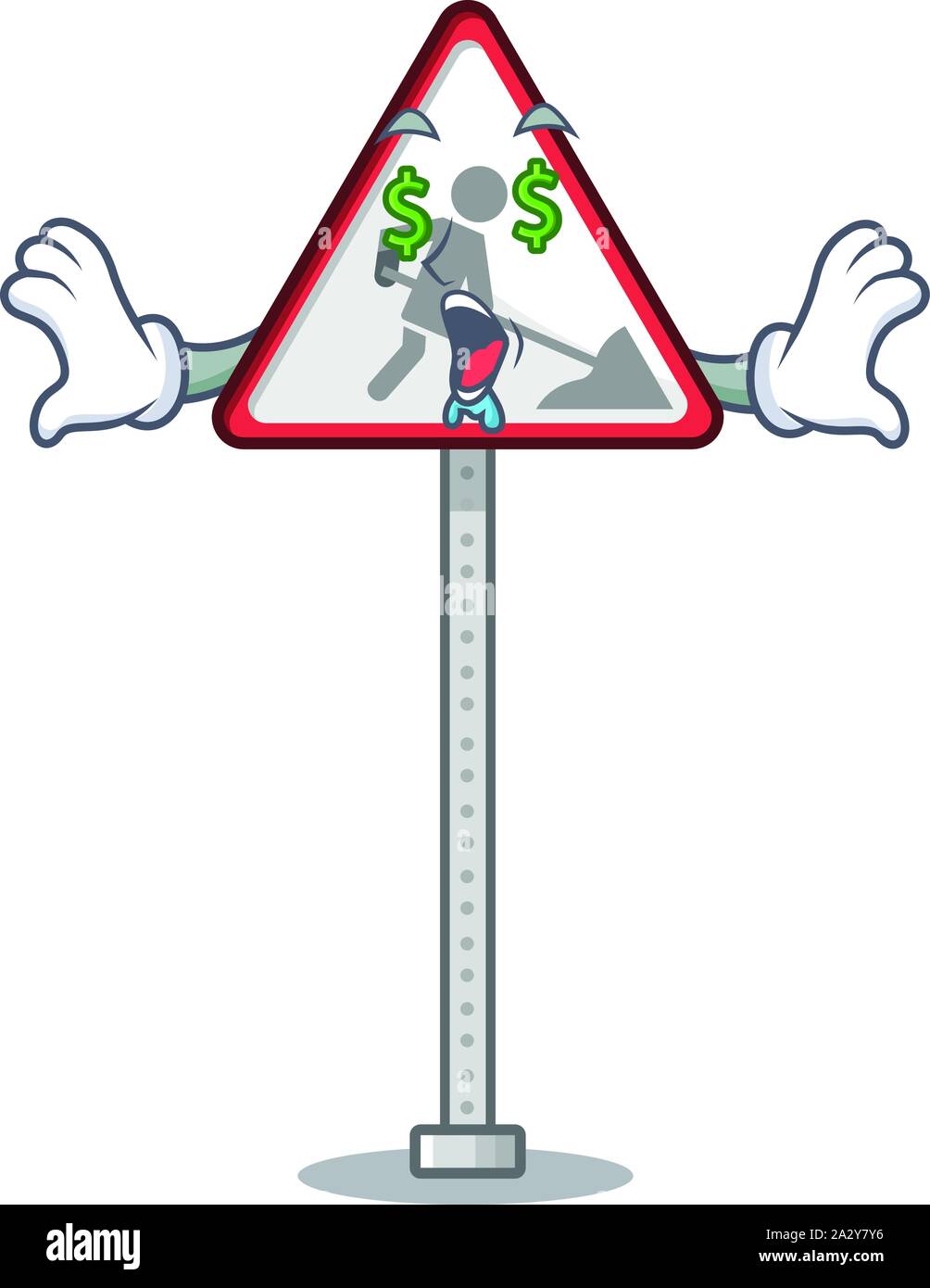 Money eye toy road work sign mascot shape Stock Vector Image & Art - Alamy