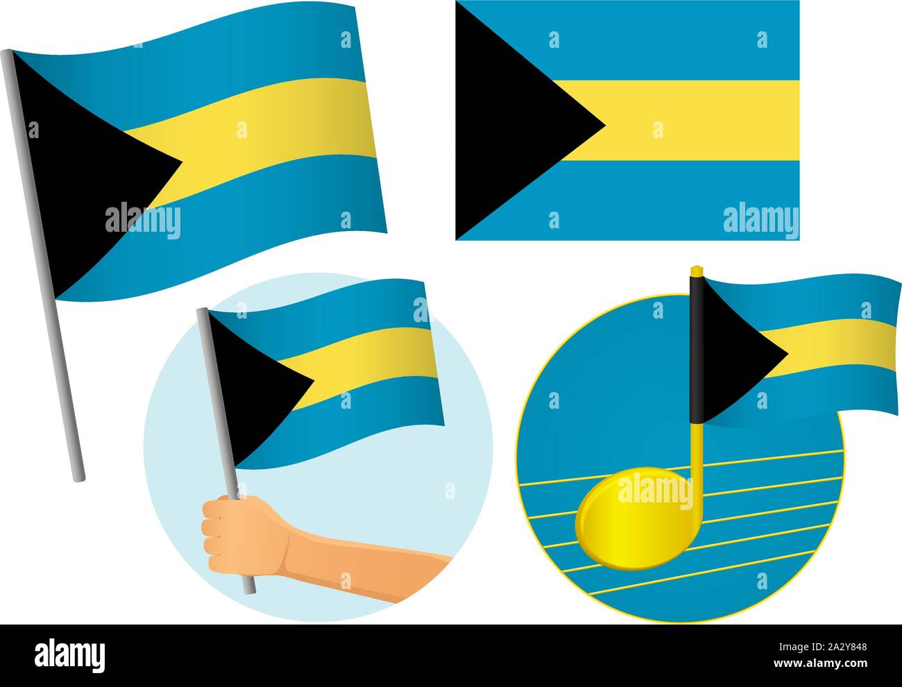 Bahamas flag icon set. National flag of Bahamas vector illustration ...