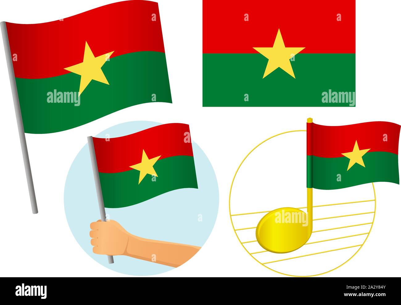 Burkina Faso flag icon set. National flag of Burkina Faso vector ...
