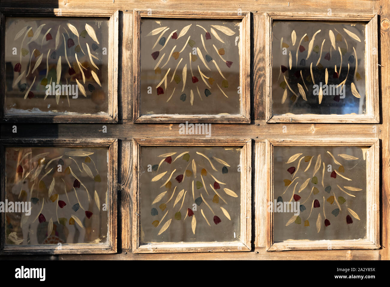 Crop view of retro style windows. Interior design Stock Photo - Alamy