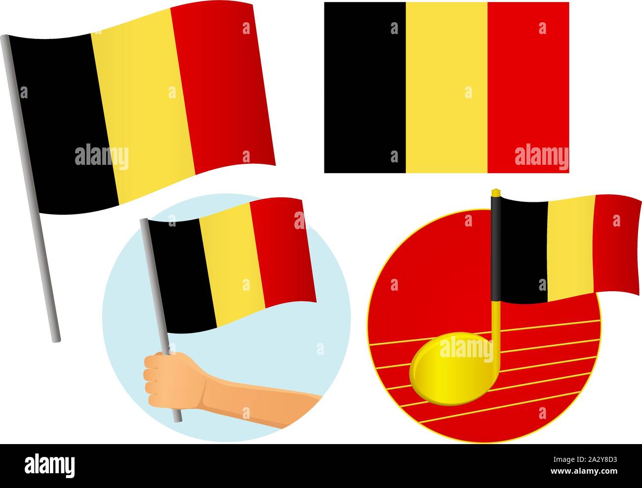Belgium flag icon set. National flag of Belgium vector illustration ...