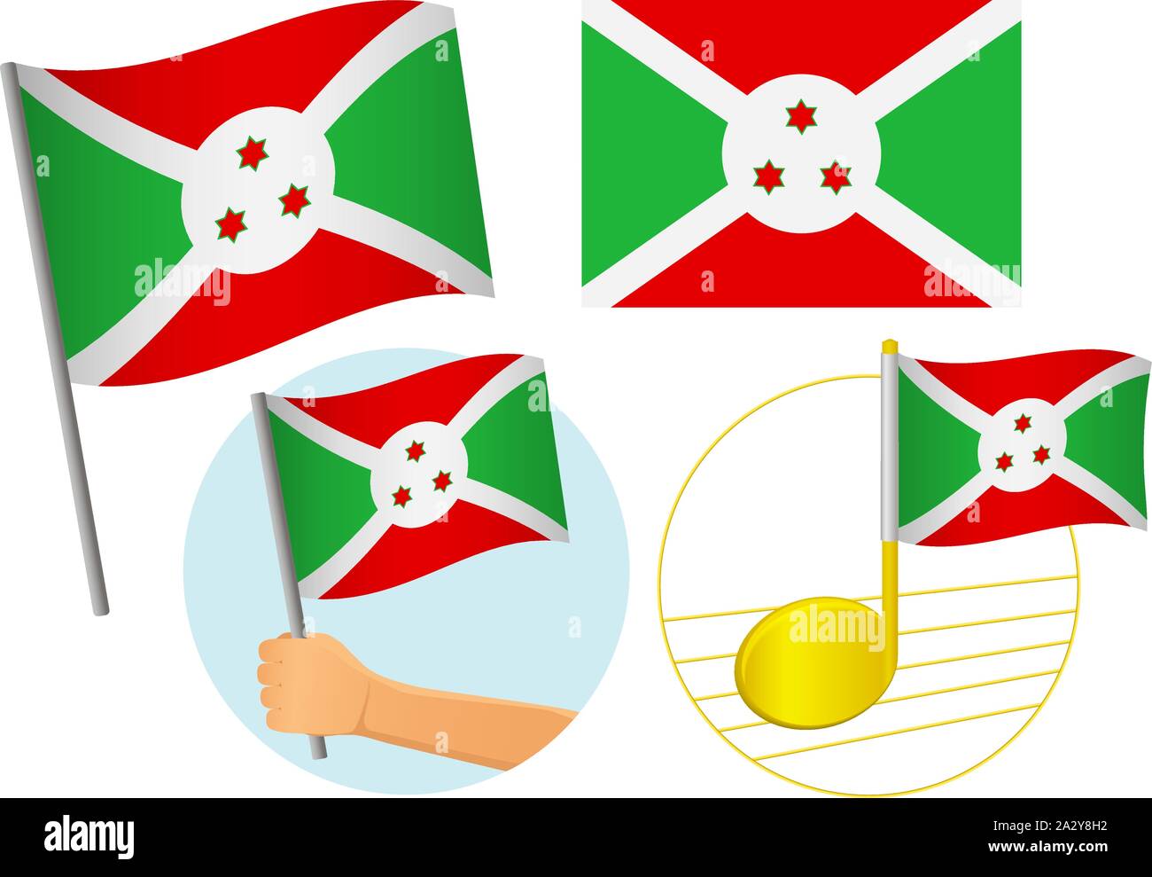 Burundi flag icon set. National flag of Burundi vector illustration ...