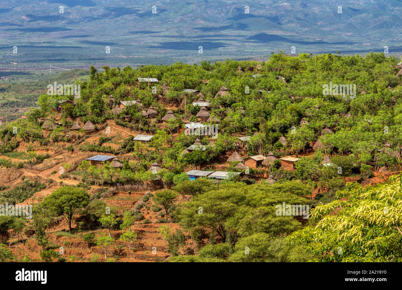 panorama landscape of Konso tribe village in Karat Konso, Ethiopia ...