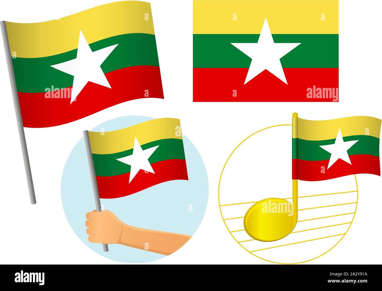 Burma flag icon set. National flag of Burma vector illustration Stock ...