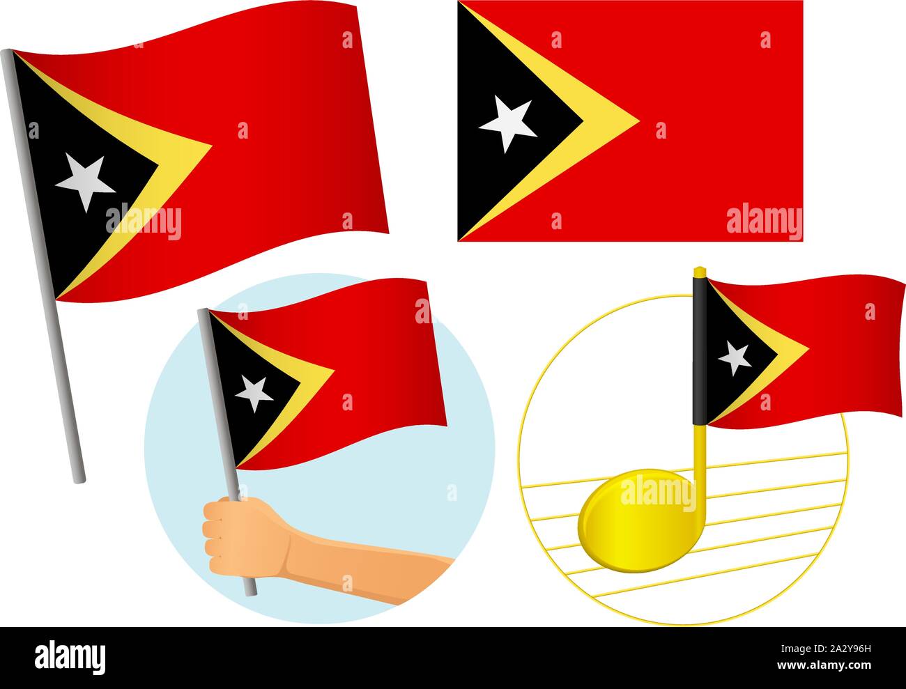 East Timor flag icon set. National flag of East Timor vector ...