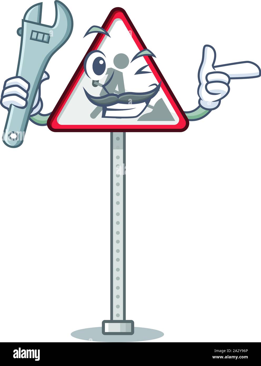 Mechanic toy road work sign mascot shape Stock Vector Image & Art - Alamy