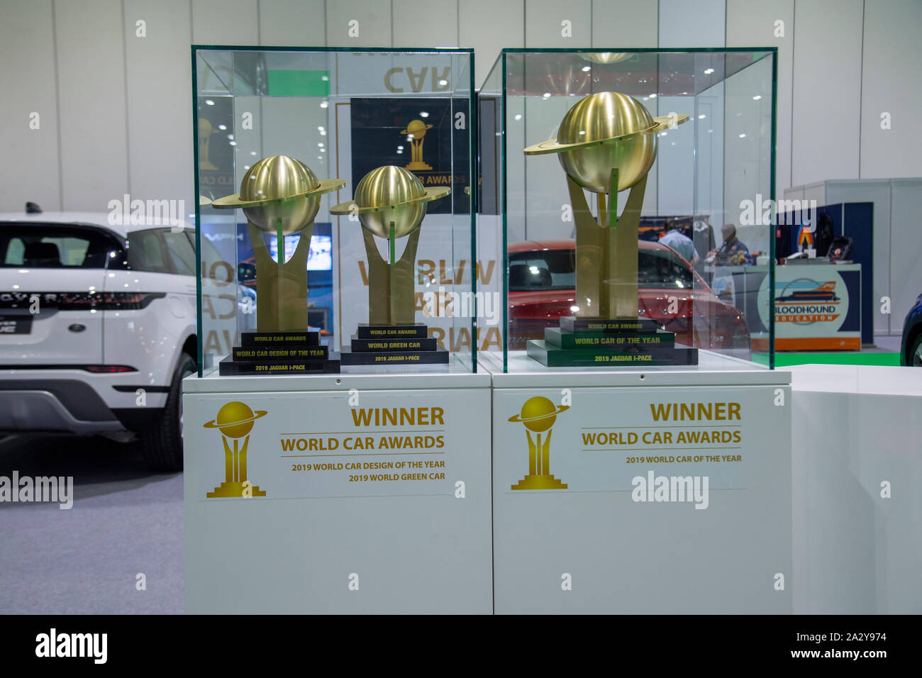 World Car of the Year Award trophys at London Motor Show May 2019 ...