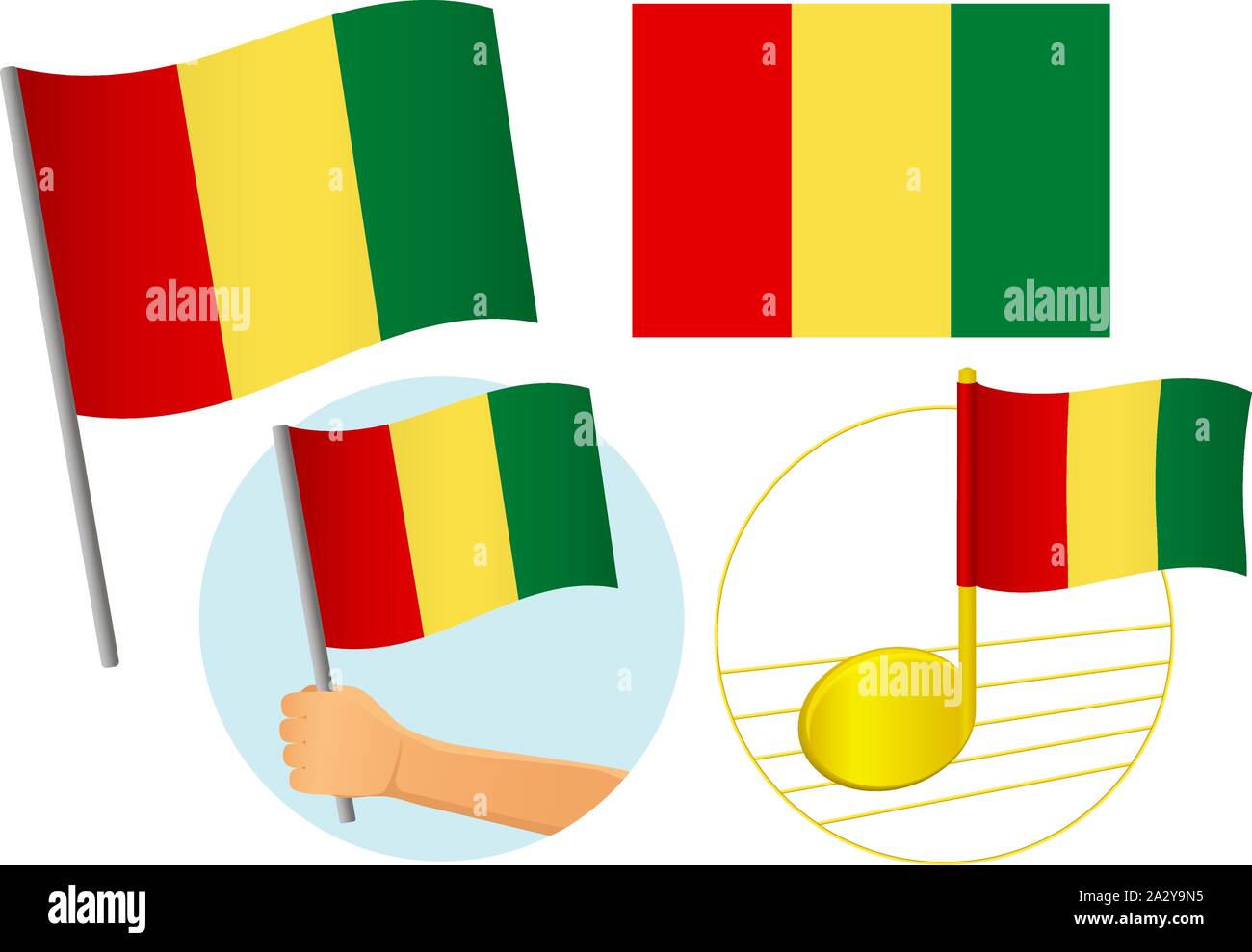 Guinea flag icon set. National flag of Guinea vector illustration Stock ...