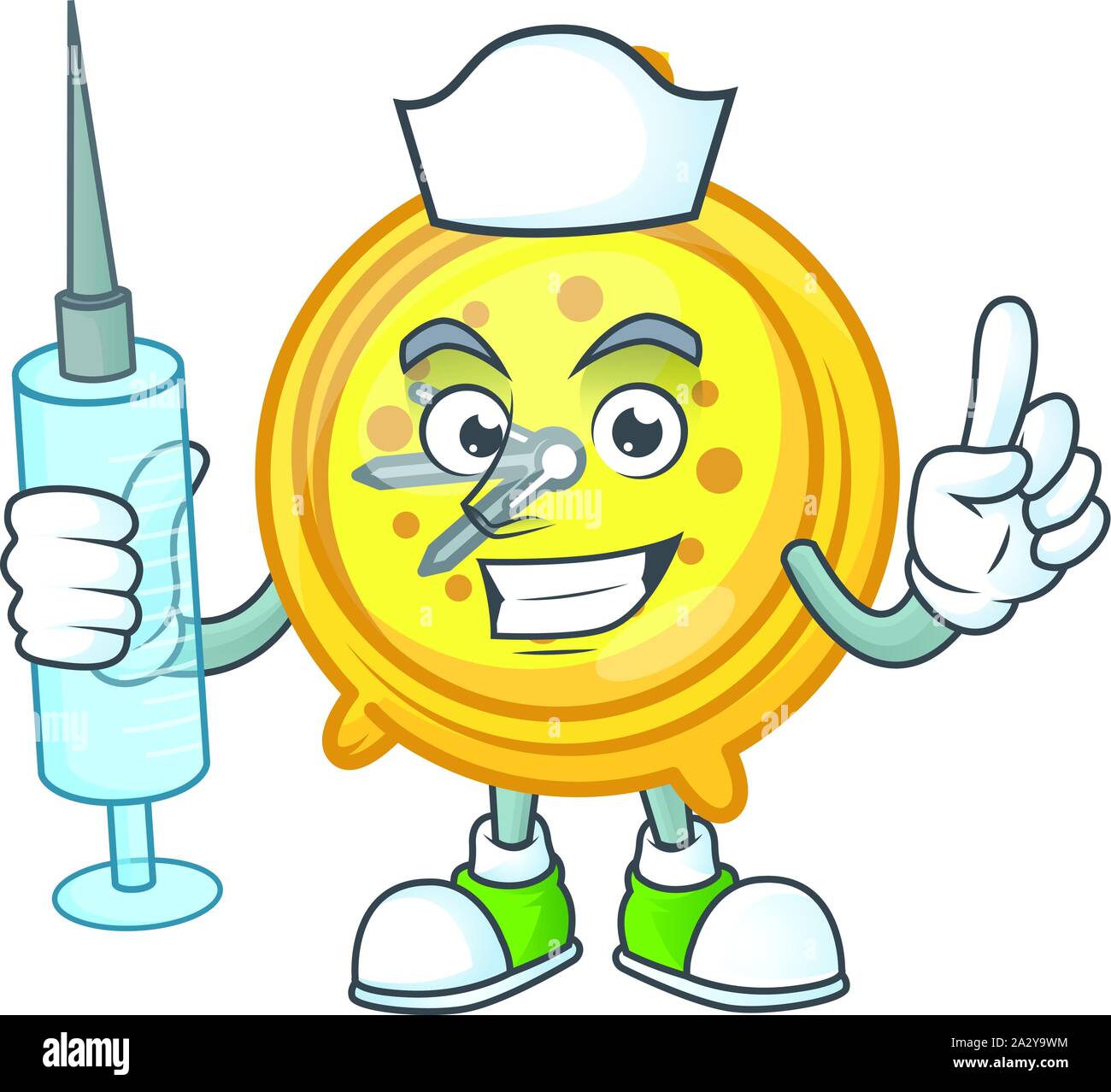 Nurse alarm clock cartoon character with mascot Stock Vector Image ...